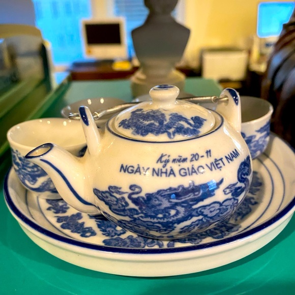 Other | Miniature Vietnamese Tea Set From Vietnam With Blue Dragon Art ...